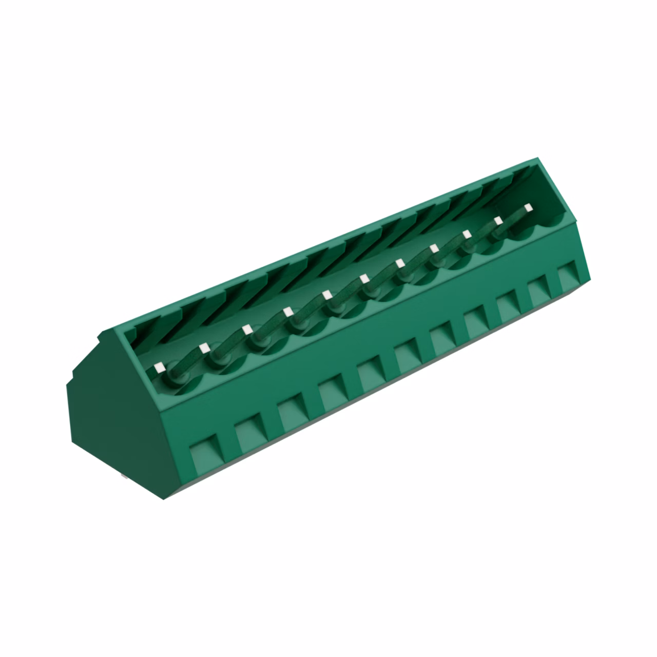 5.00mm Pitch Eurostyle 45° Angle PCB Header, Closed Ends, 11 Circuits, Green for sale