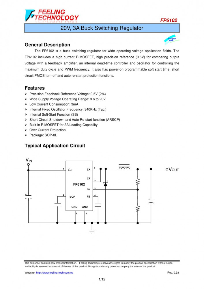 FP6102DR-LF datasheet page 1