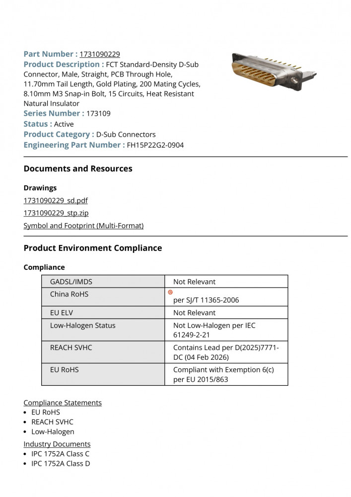 MOLEX 1731090229 technical drawing preview, page 1
