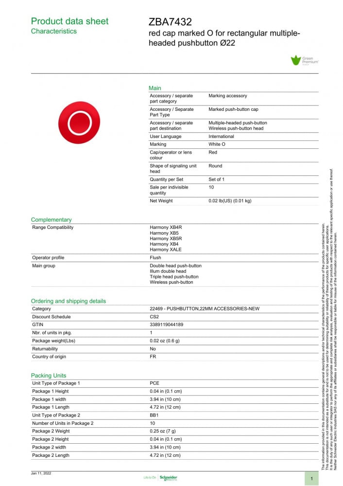 ZBA7432 technical document page 1