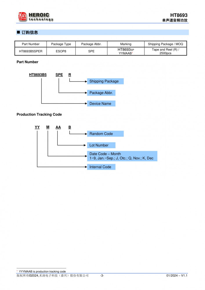 HT8693B5SPER datasheet page 3
