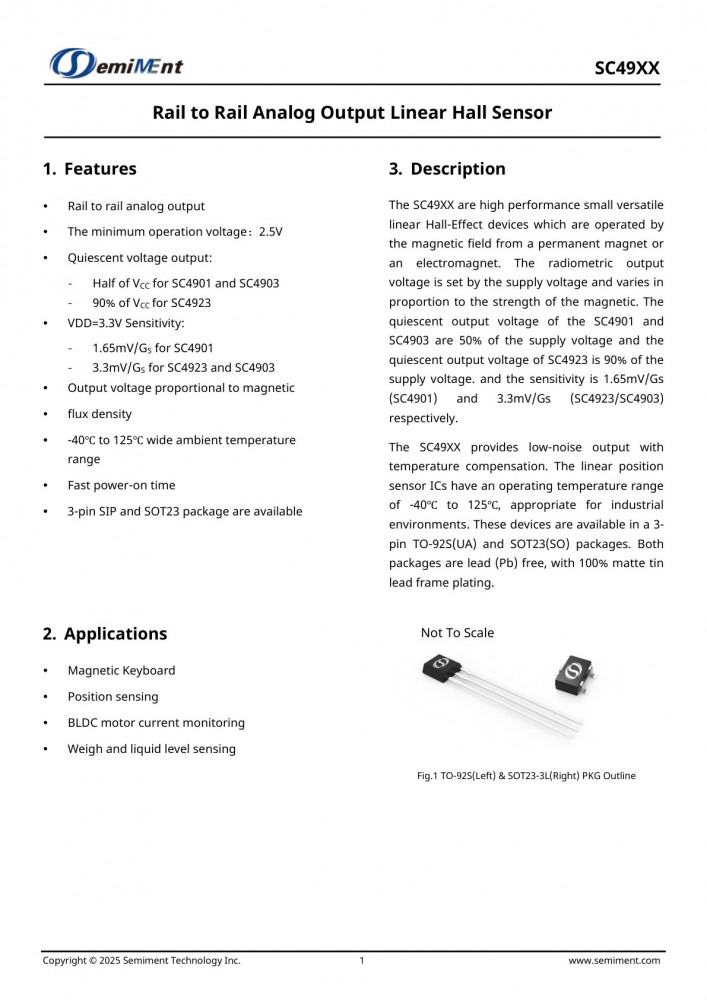 SC4923 datasheet preview, page 1