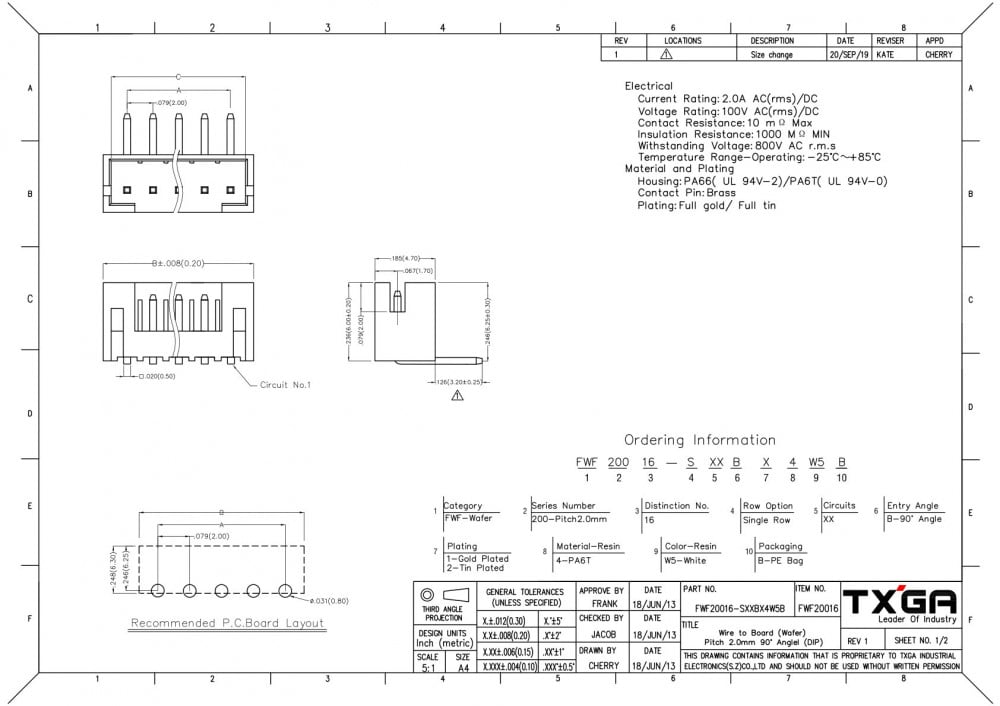 TXGA FWF20016 technical drawing page 3