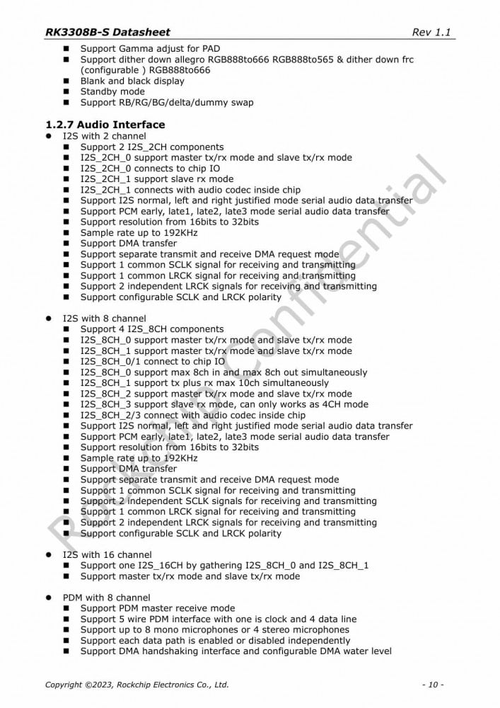RK3308B-S datasheet page 10