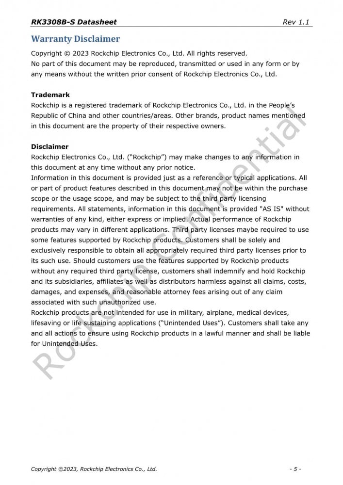 RK3308B-S datasheet page 5