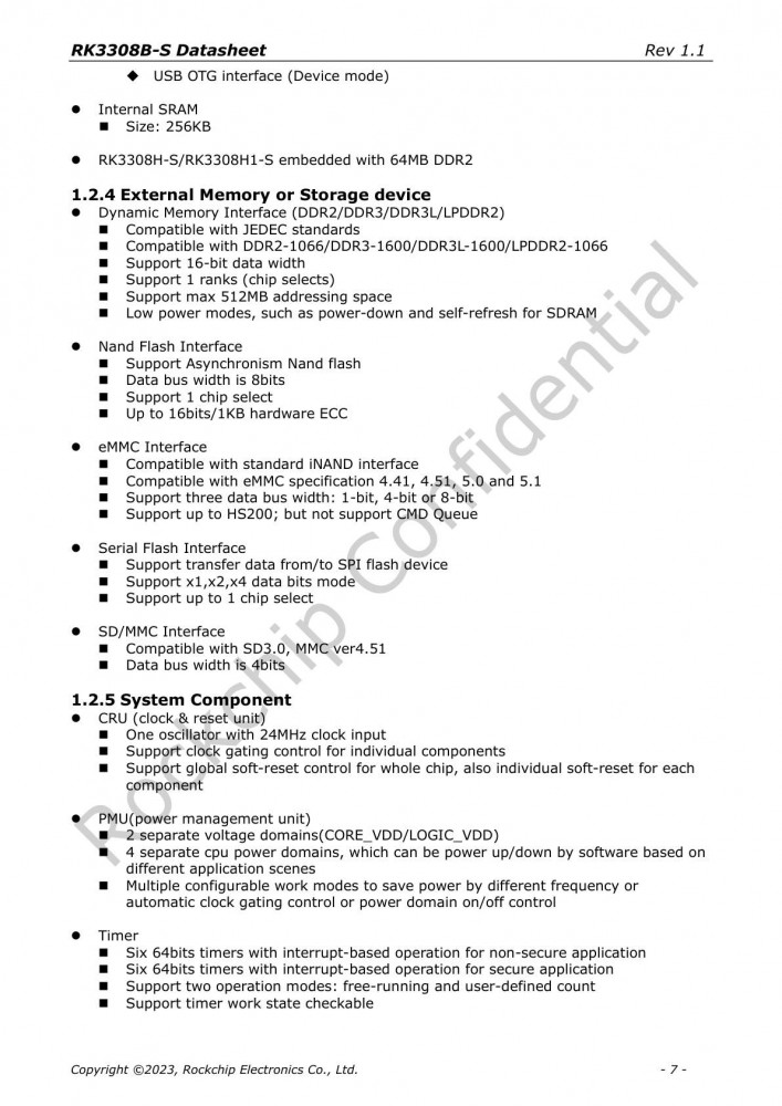 RK3308B-S datasheet page 7