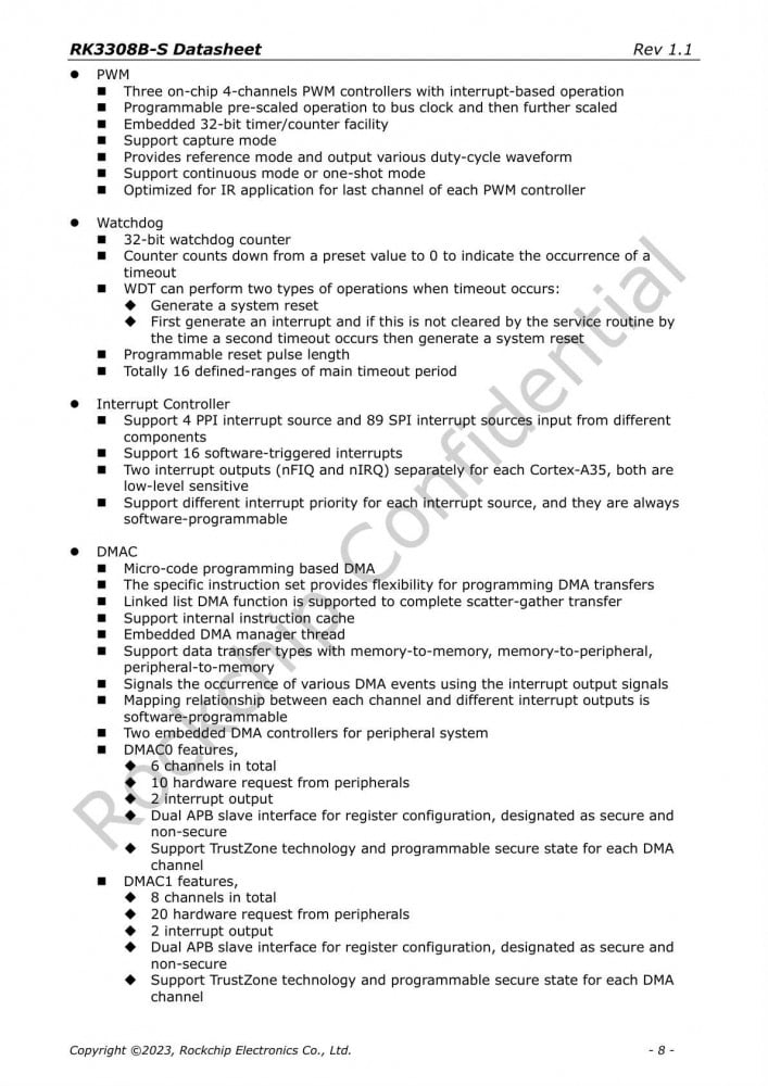 RK3308B-S datasheet page 8