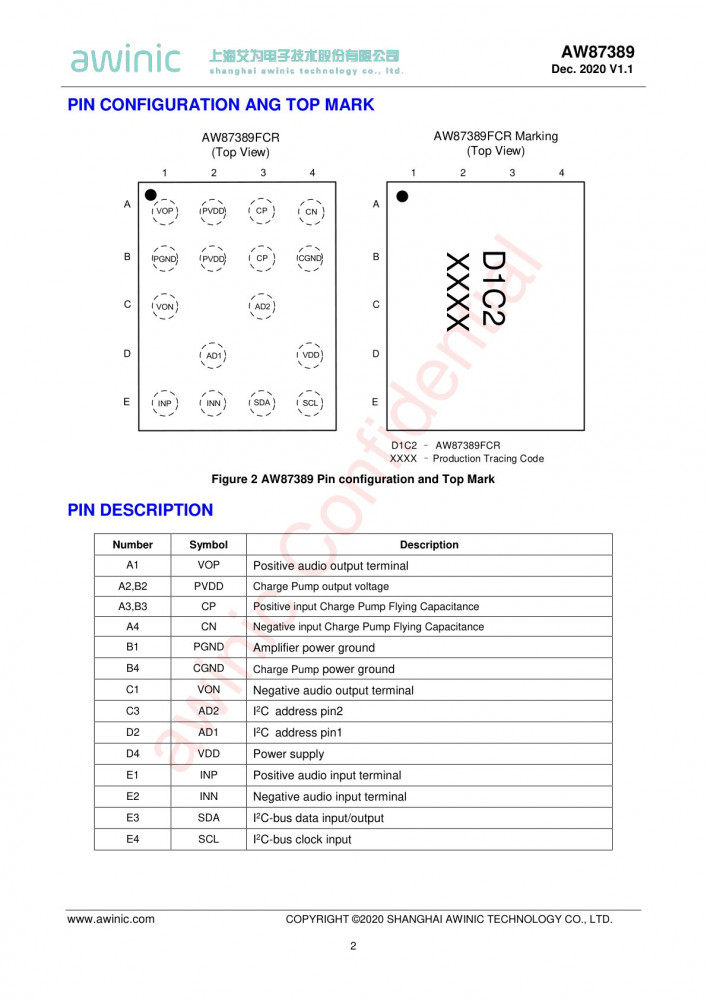 AW87389FCR datasheet page 2