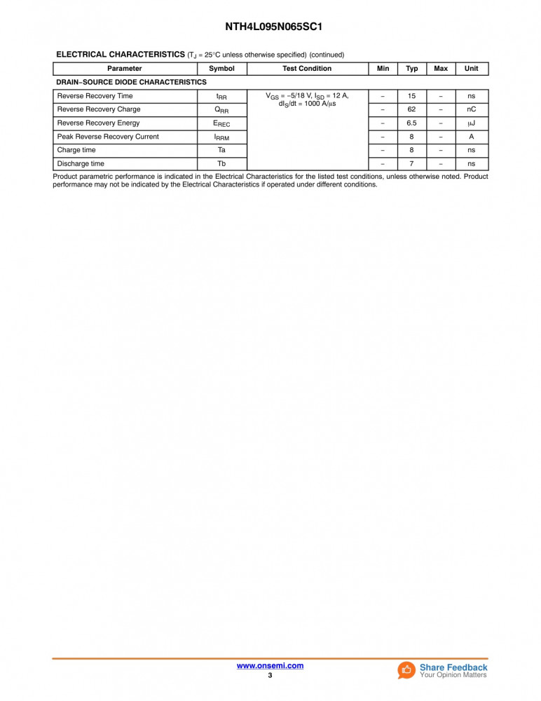 NTH4L095N065SC1 technical document, page 3