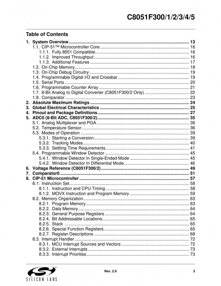 C8051F300 family datasheet page 3