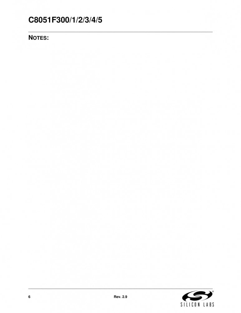C8051F300 family datasheet page 6