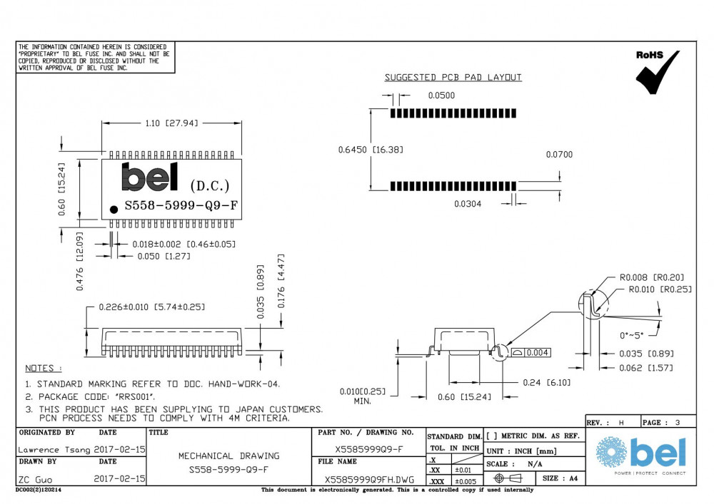 S558-5999-Q9-F mechanical drawing