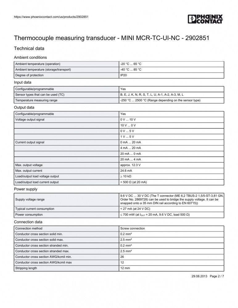 Phoenix Contact 2902851 technical document page 2