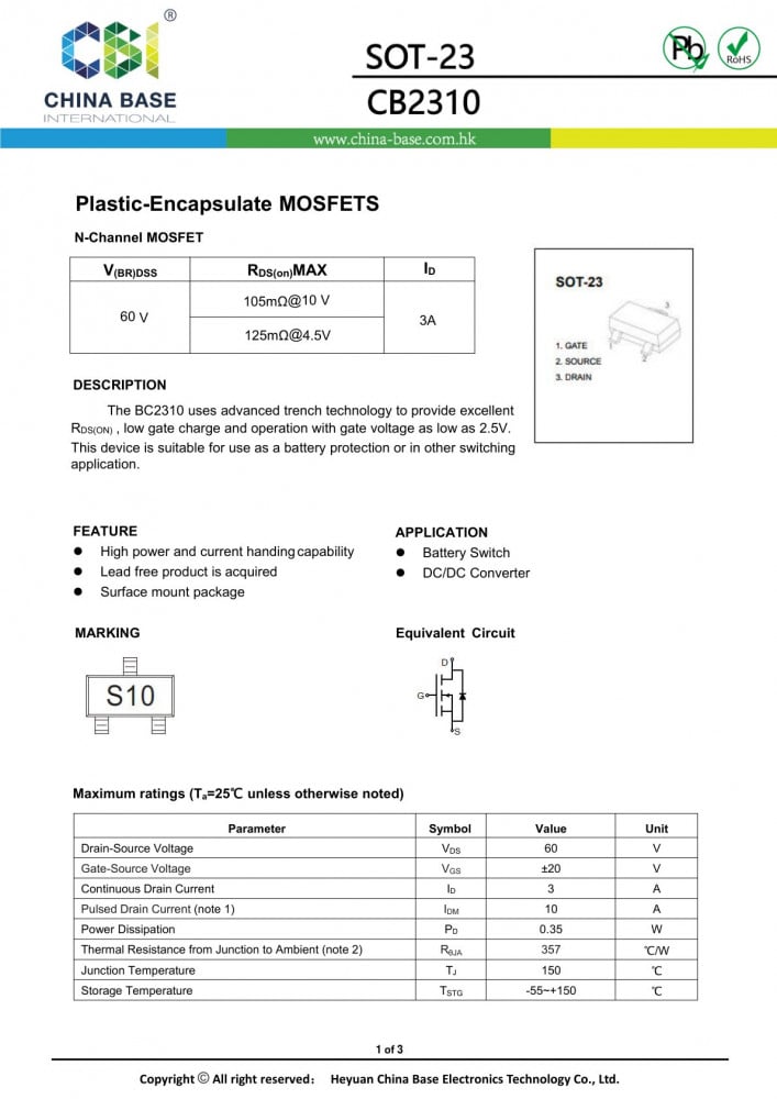 CB2310 datasheet page 1