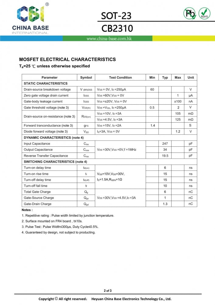 CB2310 datasheet page 2