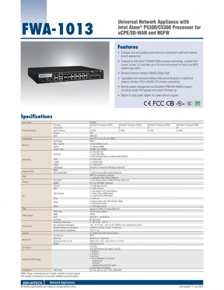 FWA-1013 product documentation page 1
