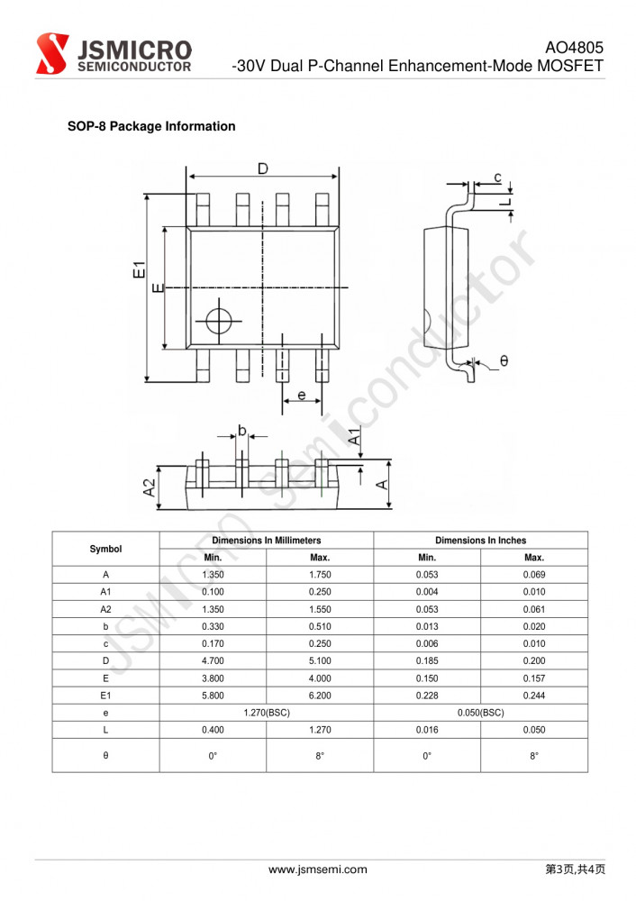 AO4805 datasheet page 3