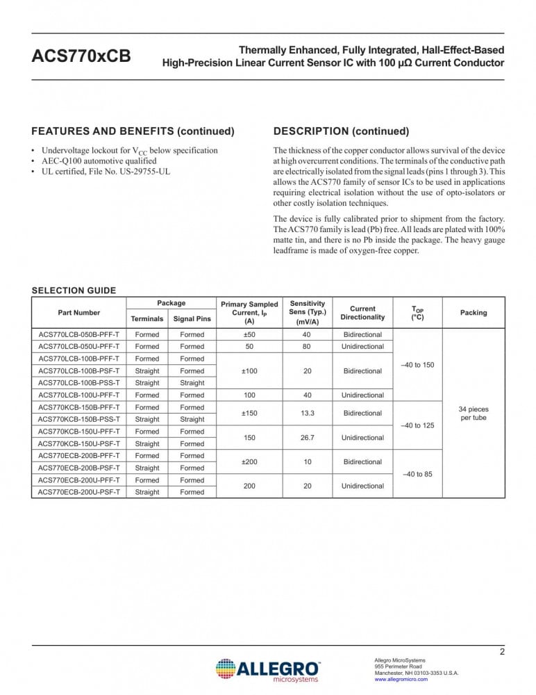 ACS770 datasheet page 2