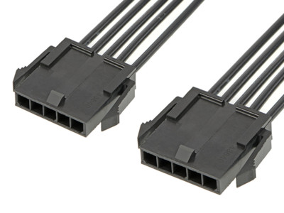 Micro-Fit 3.0 Male-to-Pigtail Off-the-Shelf (OTS) Cable Assembly, Single  Row, 300.00mm Length, Gold (Au) Plating, 5 Circuits, Black