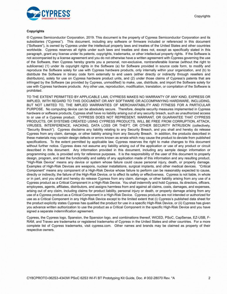 CY8CPROTO-062S3-4343W guide page 2