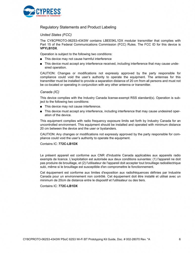 CY8CPROTO-062S3-4343W guide page 6