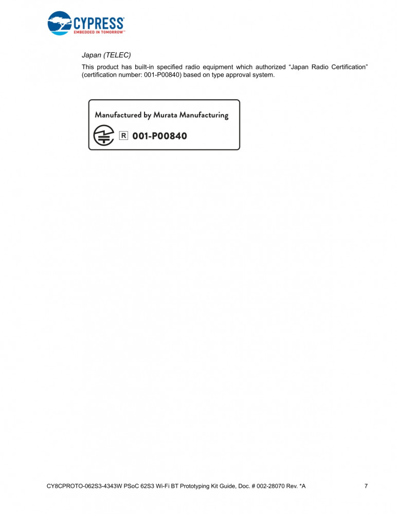 CY8CPROTO-062S3-4343W guide page 7