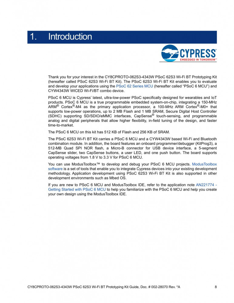 CY8CPROTO-062S3-4343W guide page 8