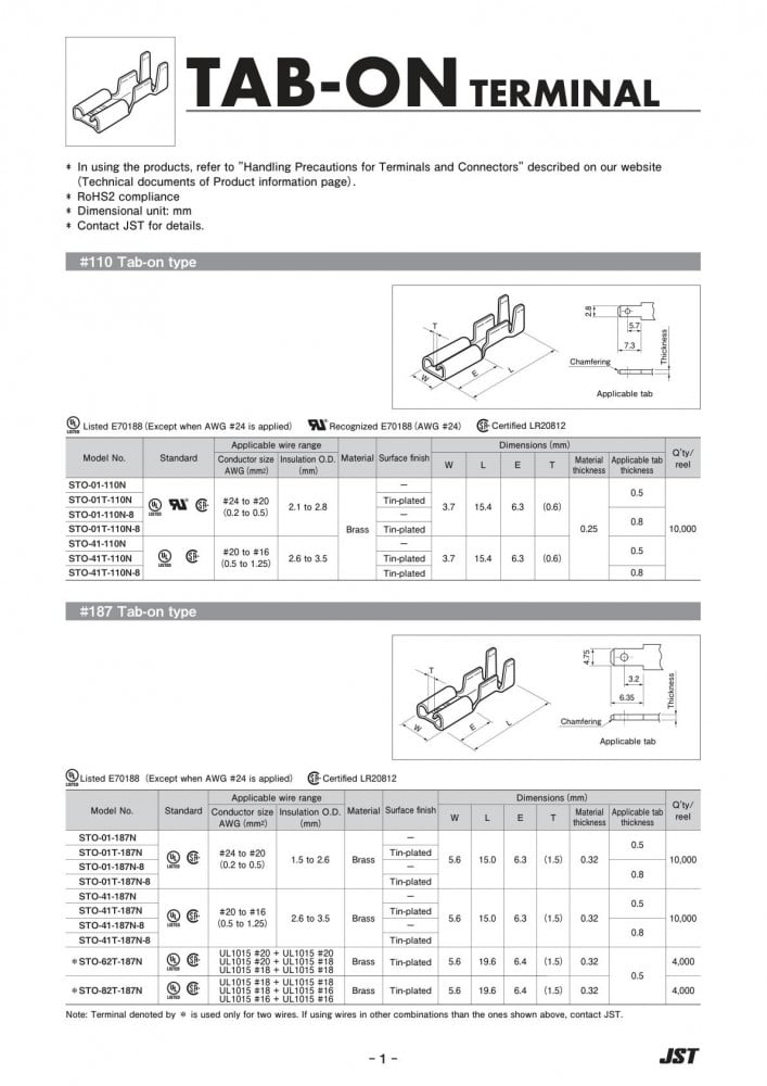 JST SFO-41-187N document page 1