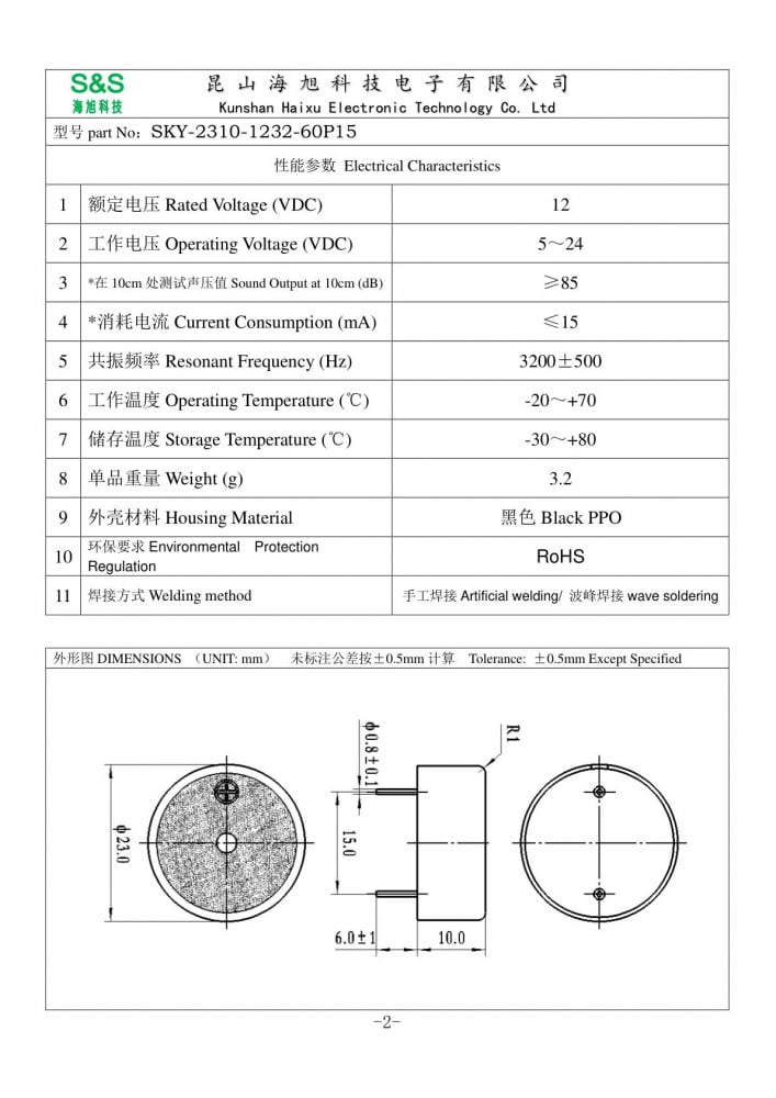 SKY-2310-1232-60P15 approval document page 2
