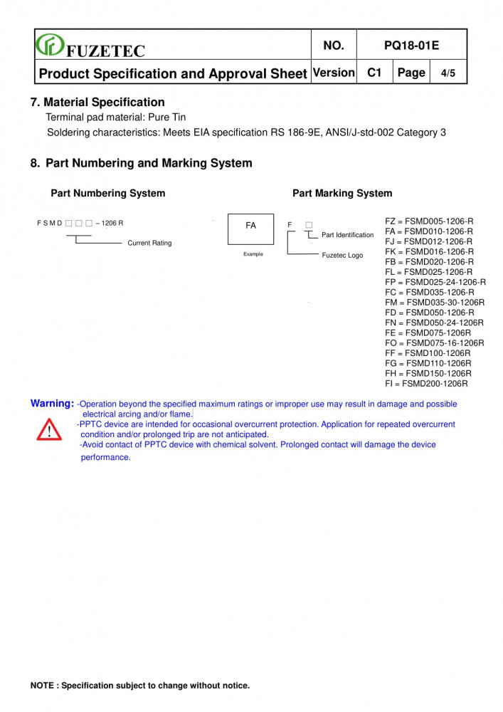 FUZETEC FSMD1206 specification page 4