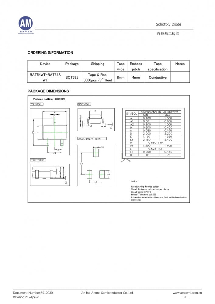 BAT54WT datasheet page 3