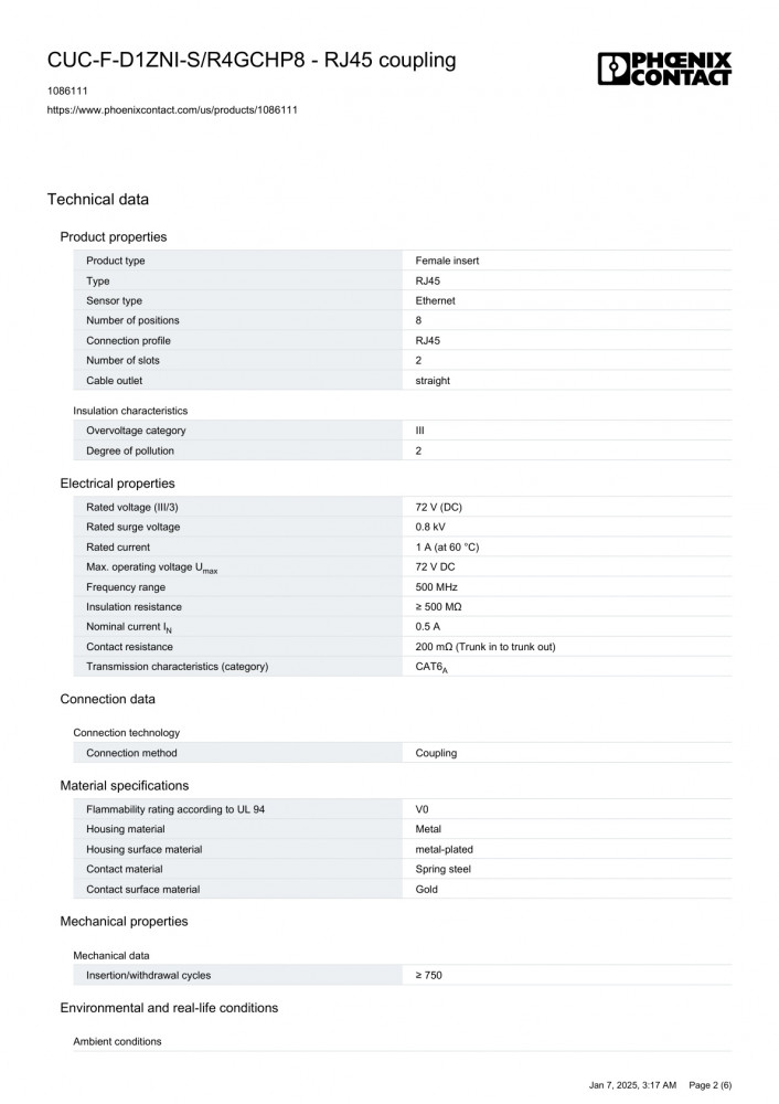 Phoenix Contact 1086111 technical document page 2