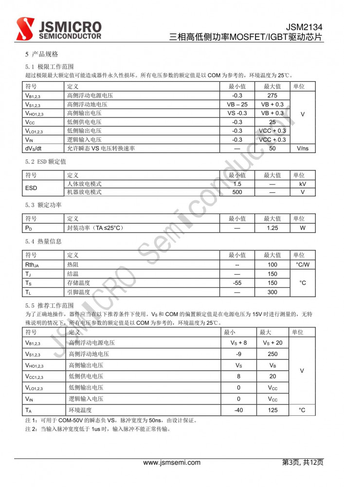 JSM2134 datasheet page 3