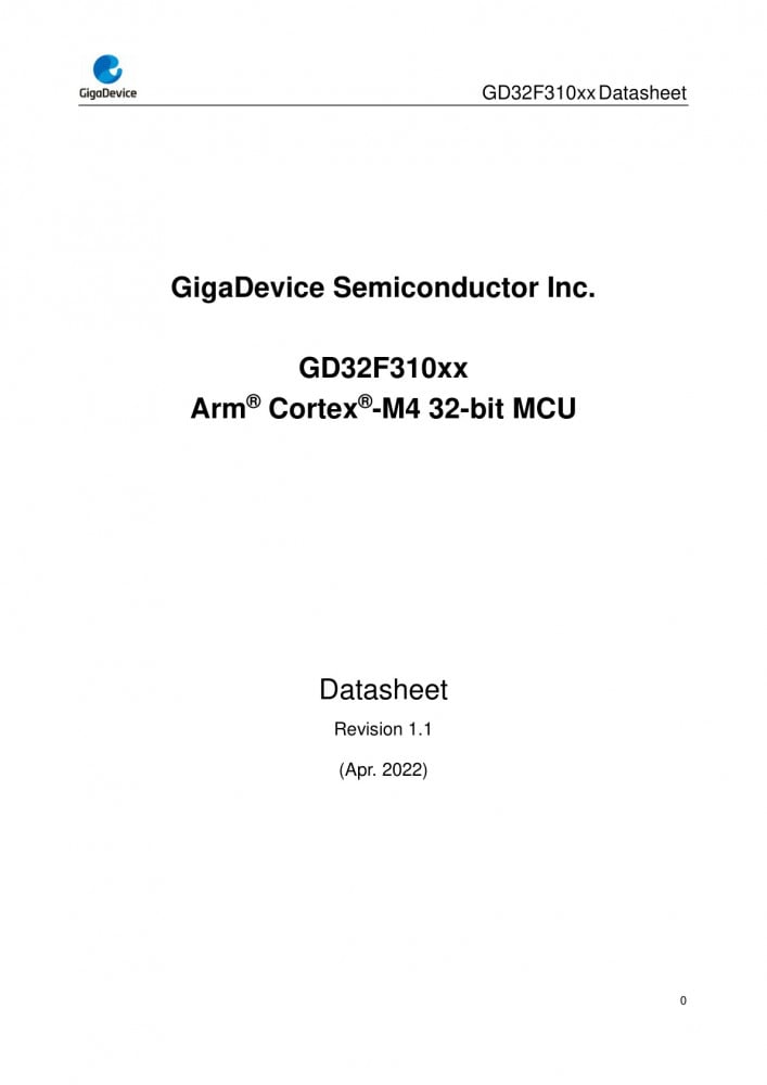 GD32F310K6T6 datasheet page 1