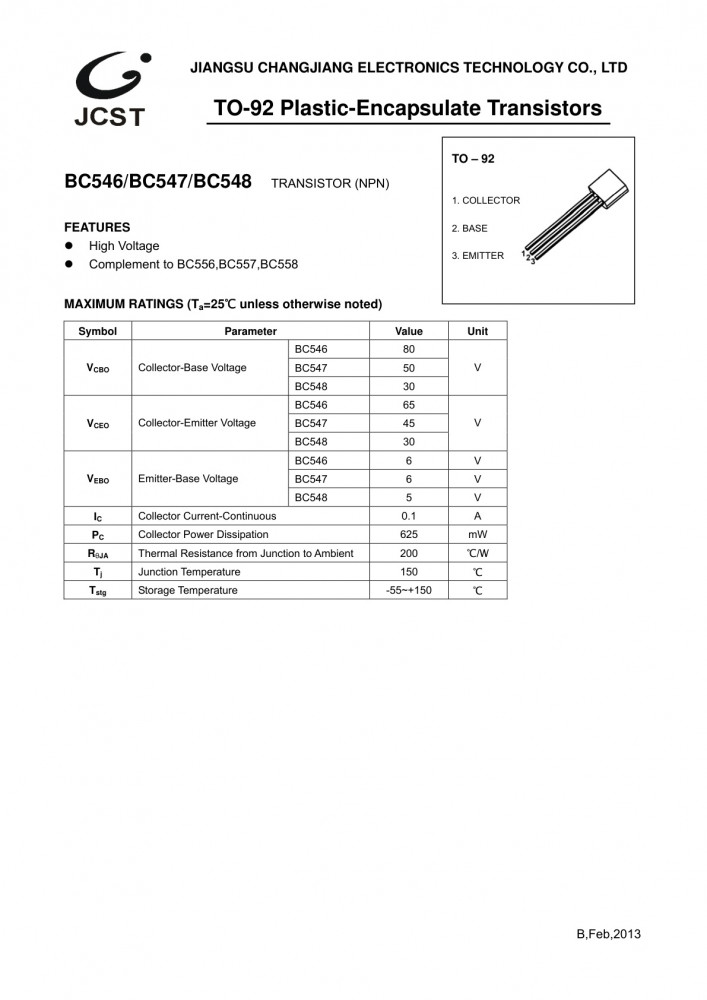 JSCJ BC548 datasheet page 1