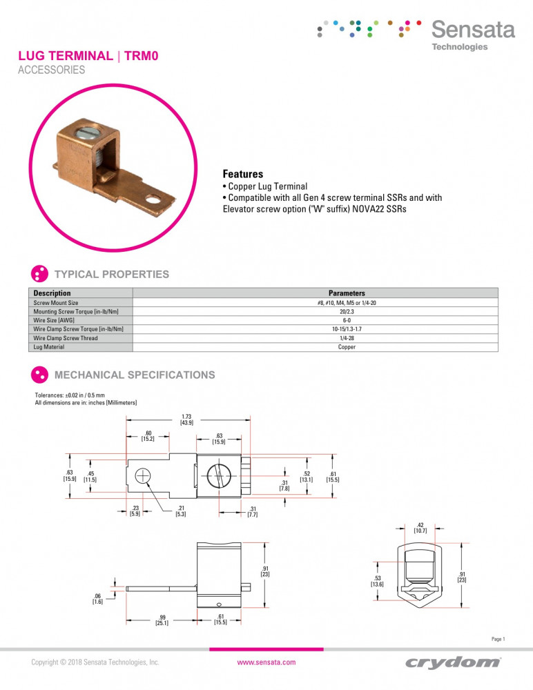Sensata TRM0 technical documentation page 1