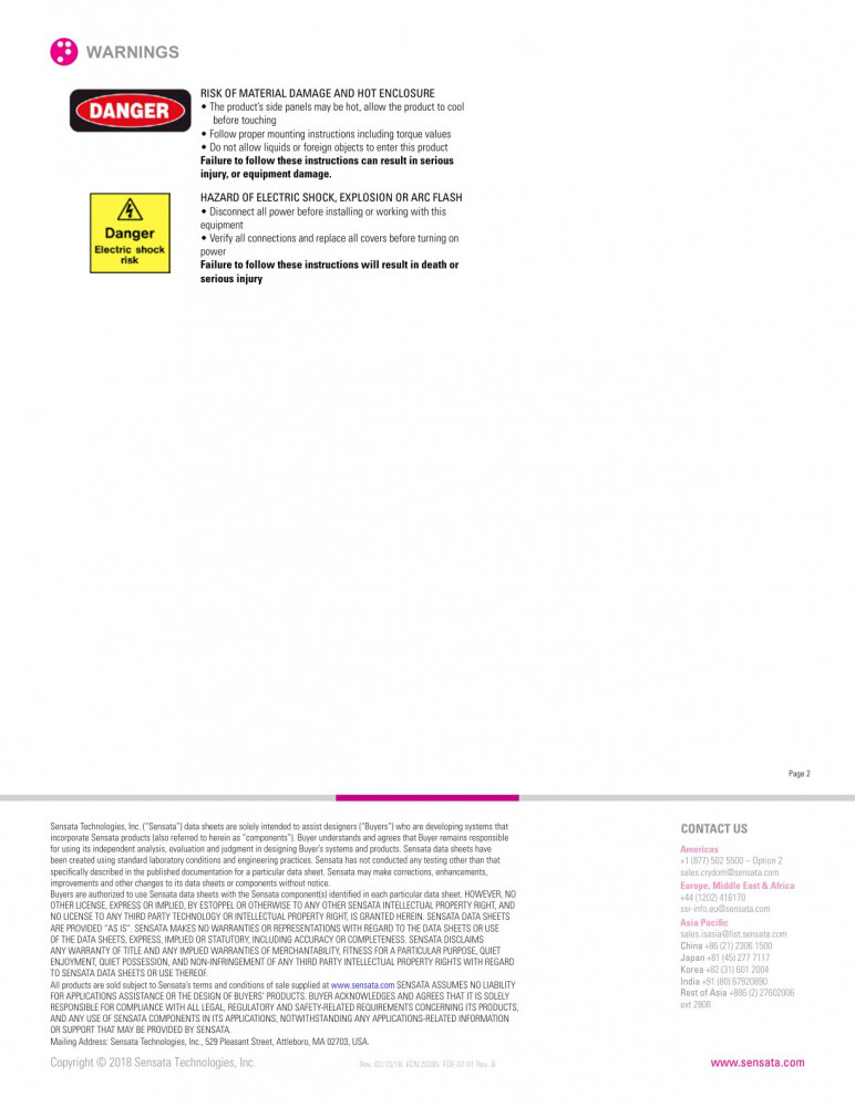 Sensata TRM0 technical documentation page 2