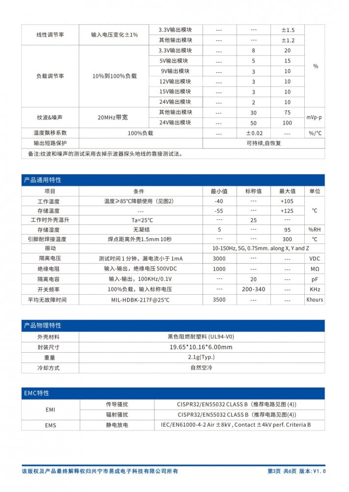 EVISUN F0505S-1WR3 datasheet page 3