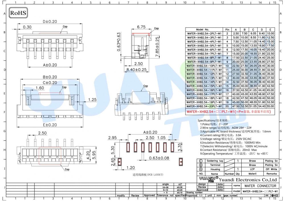 YUANDI WAFER connector drawing page 1