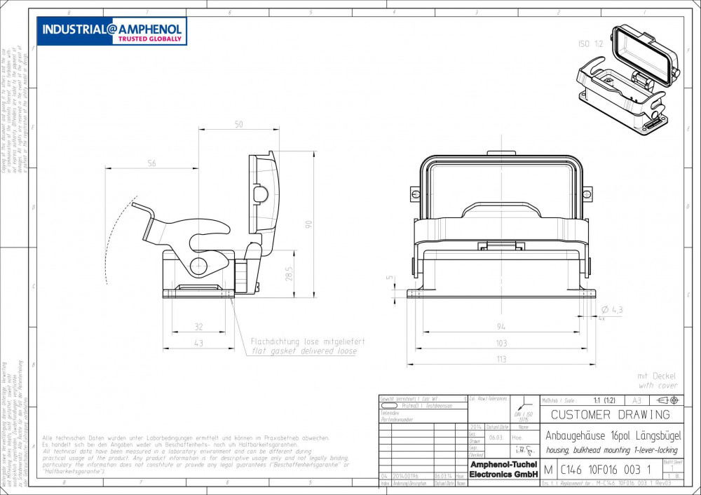 Amphenol C14610F0160031 customer drawing