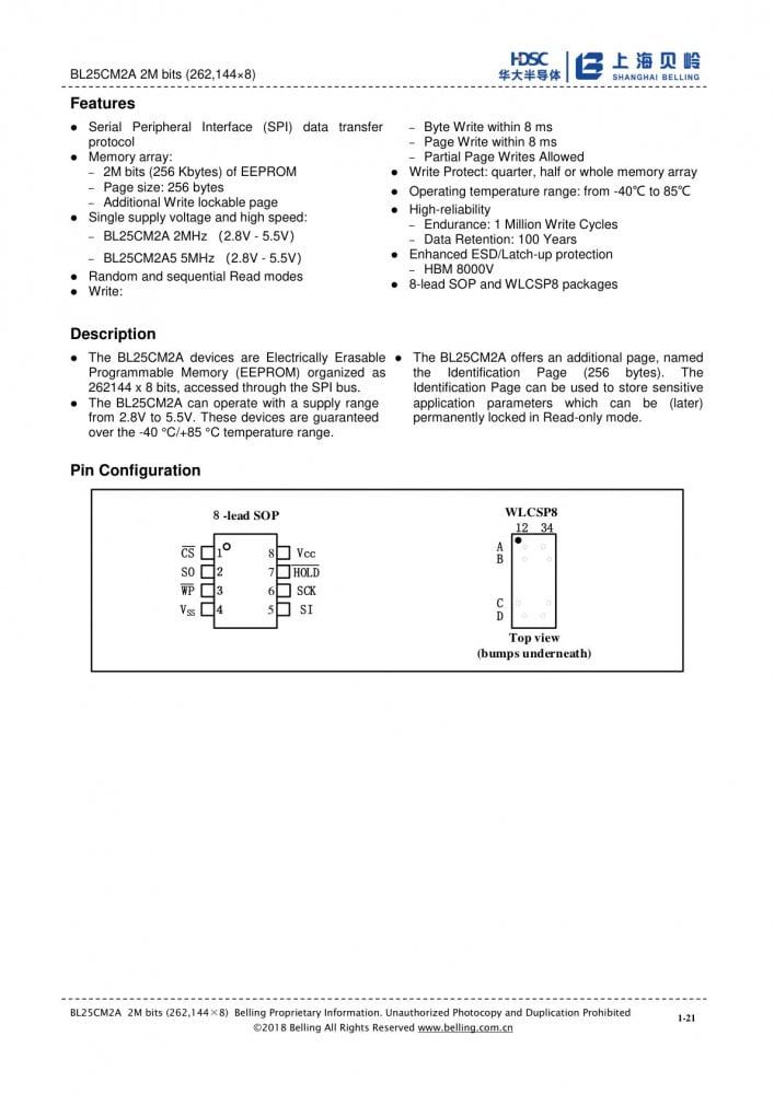 BL25CM2A datasheet page 1