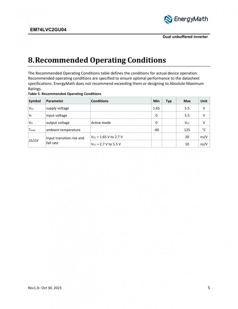 Datasheet page 5