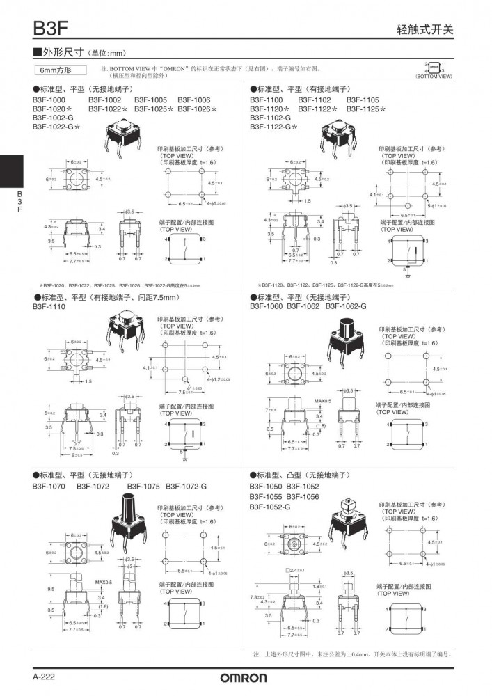 OMRON B3F series datasheet page 4
