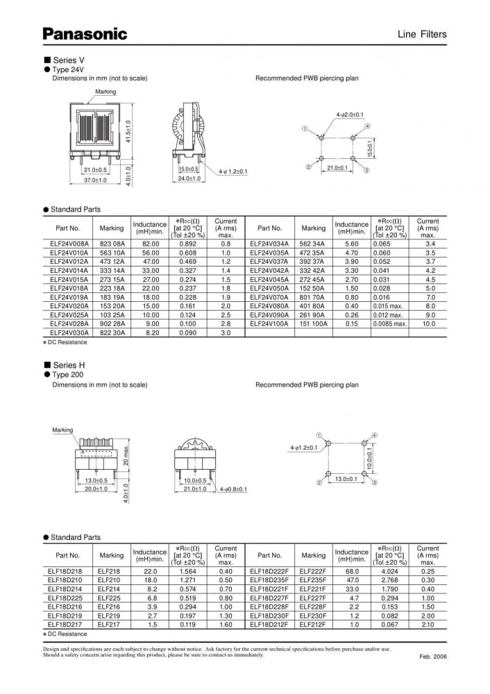 PANASONIC ELF series datasheet page 1