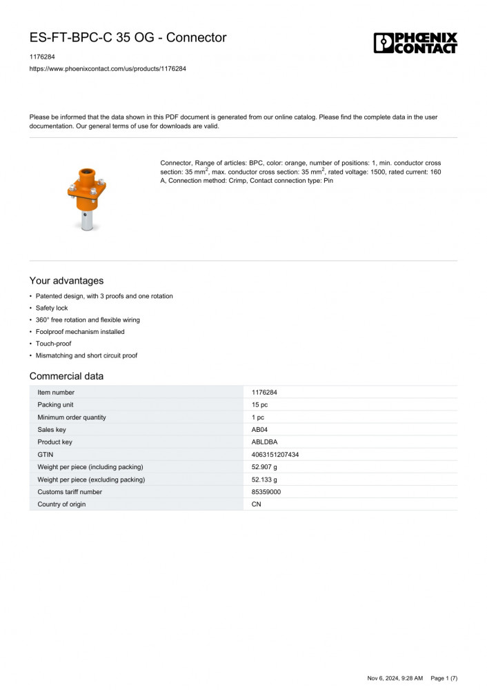 Phoenix Contact 1176284 document page 1