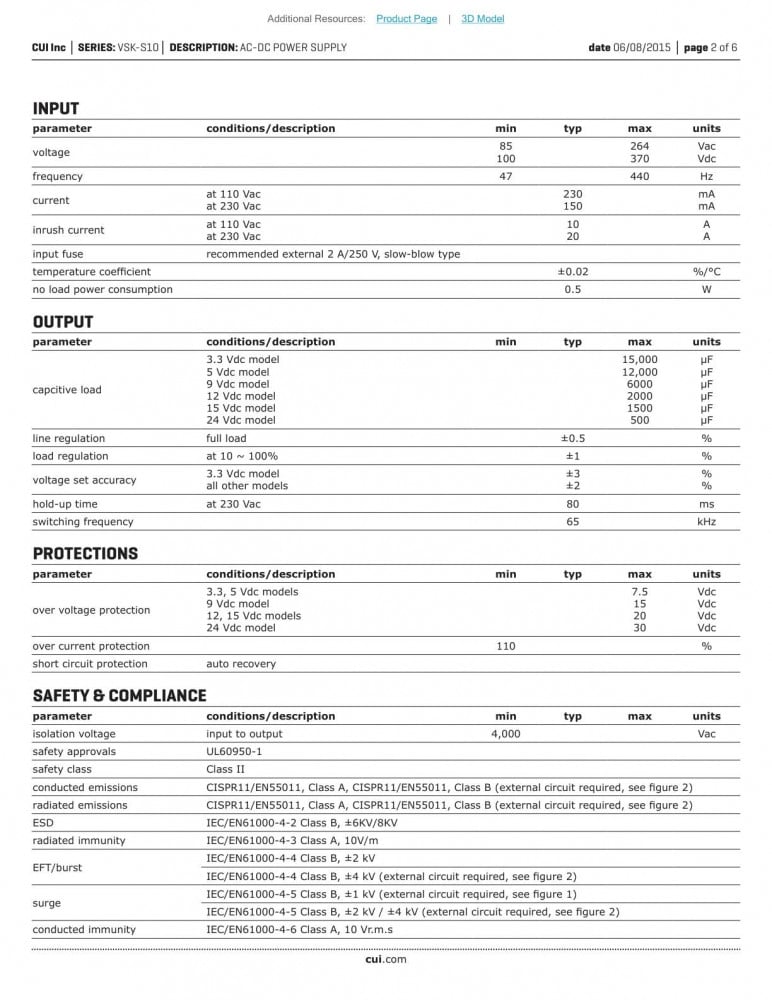 CUI VSK-S10 datasheet page 2