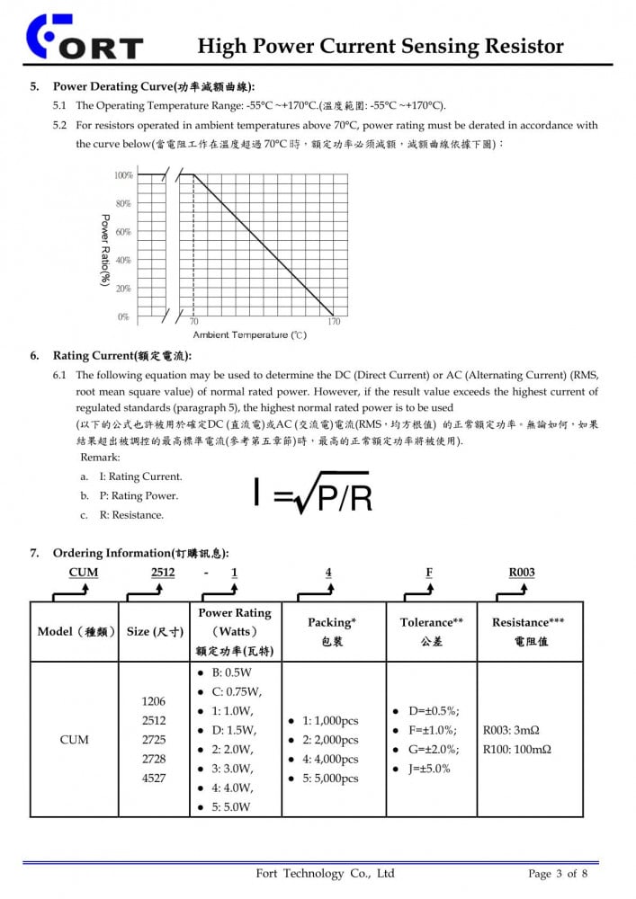 FORT CUM series datasheet page 3