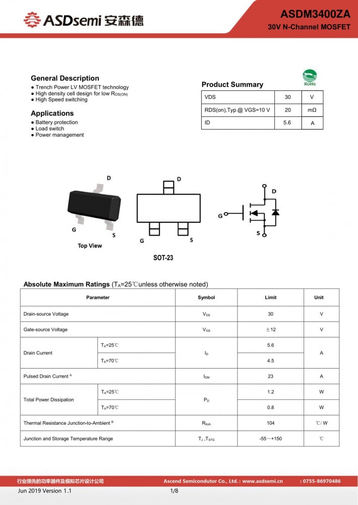 ASDM3400ZA-R datasheet page 1