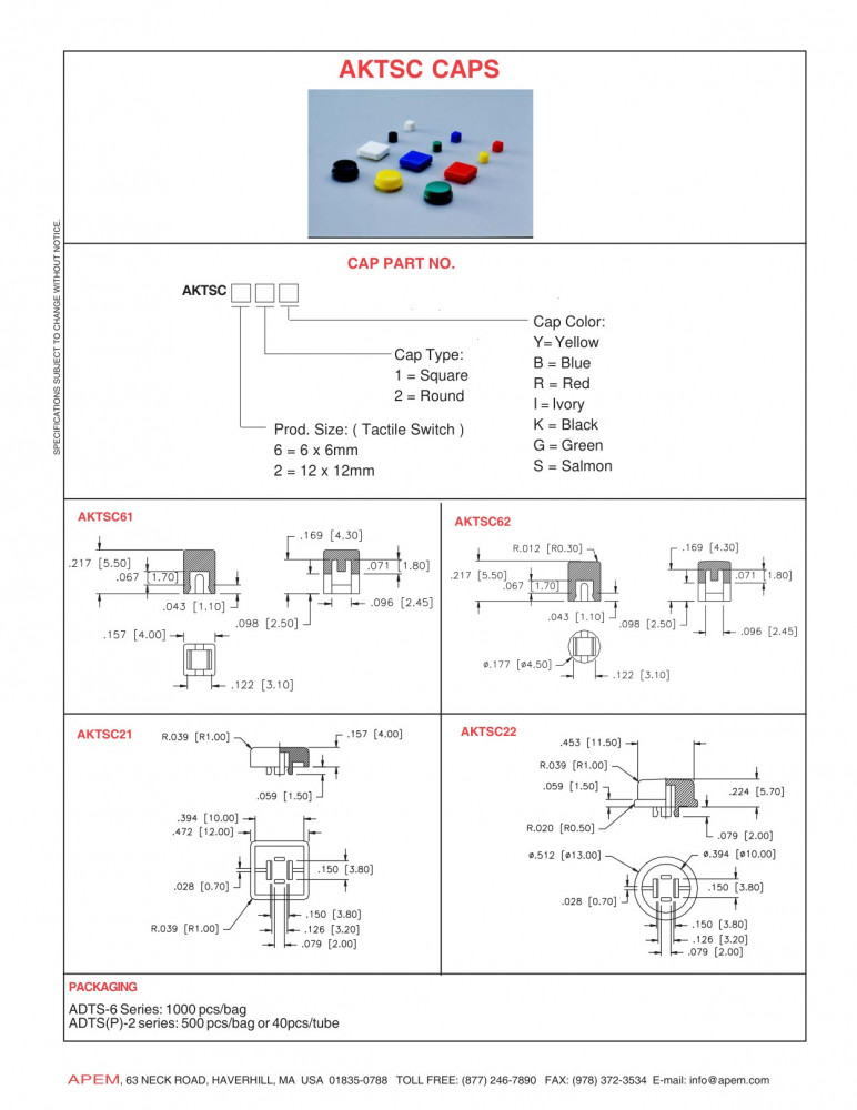 APEM ADTS series technical document page 5