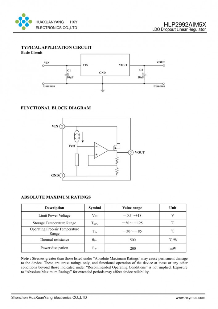 HLP2992AIM5X technical document page 2